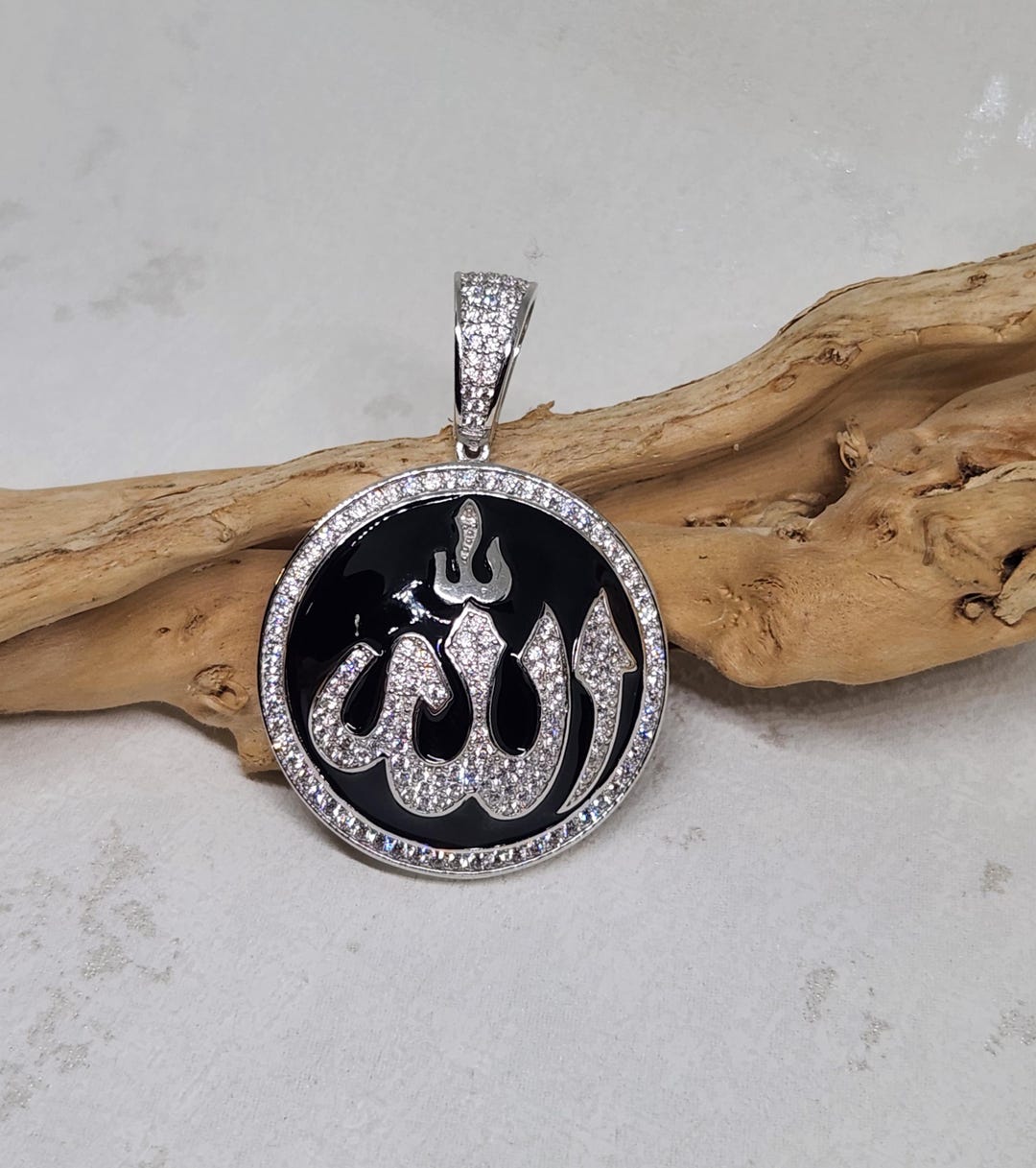 925 GENUINE Sterling Silver Allah Pendant, Dome Allah Pendant, Silver ...