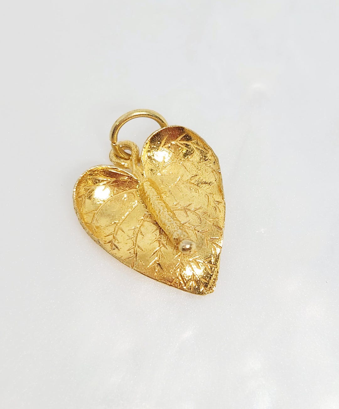 10K Real Gold Anthurium Flower, SOLID Gold Flower, Gold Dimensional ...