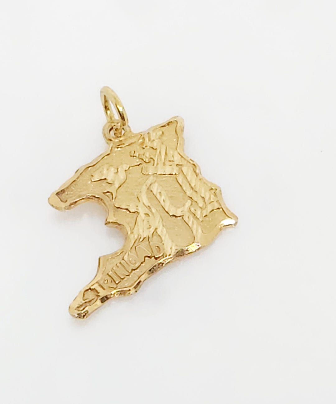 10K Yellow Gold VINTAGE Trinidad Map Pendant, Gold Trinidad Map, Gold ...