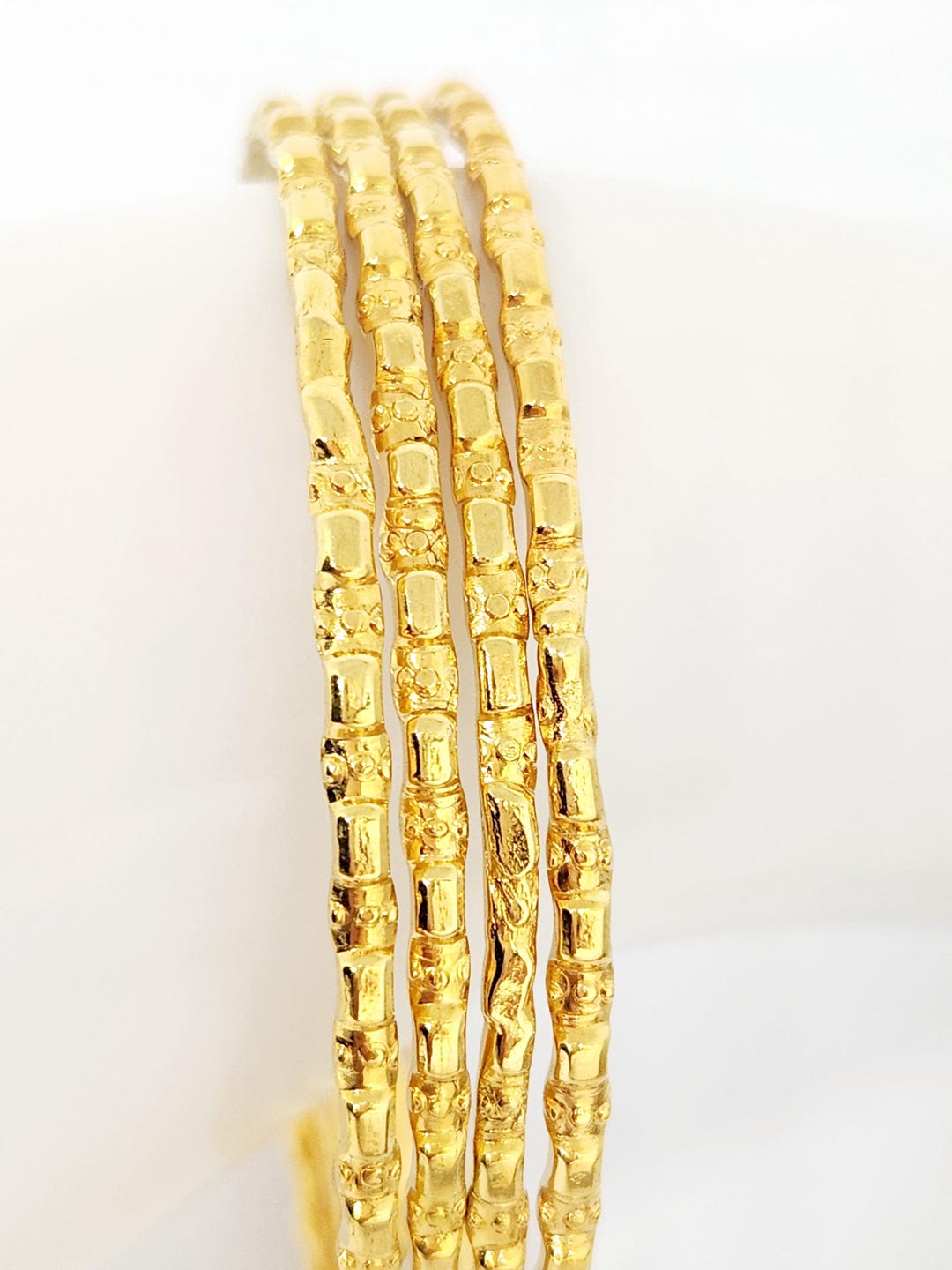 10K Yellow Gold VINTAGE Bangles, Gold Jingles, Gold Filigree Bangles ...