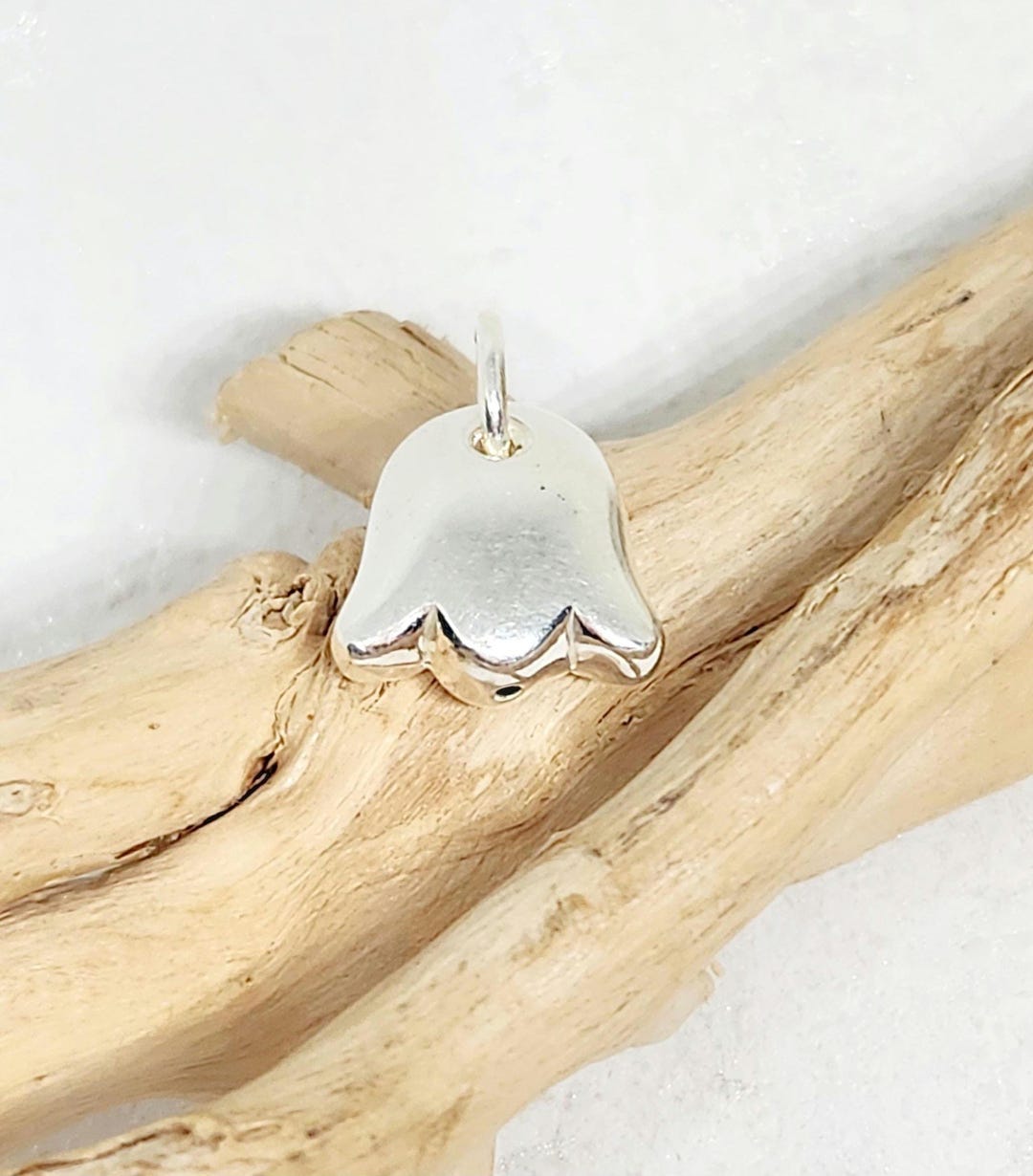 925 GENUINE STERLING SILVER Tulip Charm, Silver Puffy Flower Pendant ...