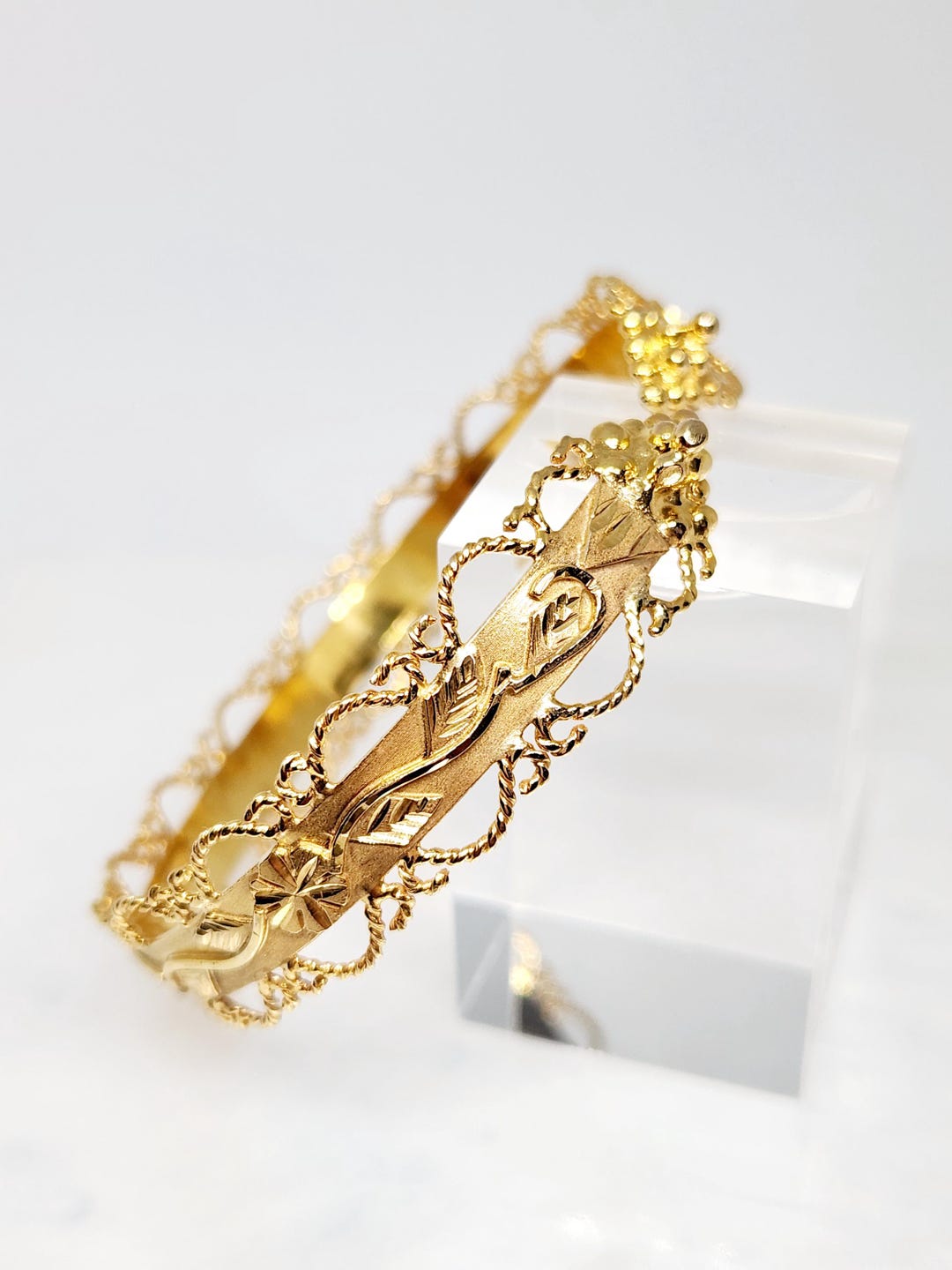 10K Yellow Gold VINTAGE Bangle, Solid Gold Bangle, Hand Crafted by ...