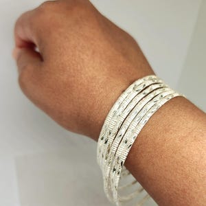 925 GENUINE Sterling Silver SOLID Bangles, Silver Patterned Jingles ...