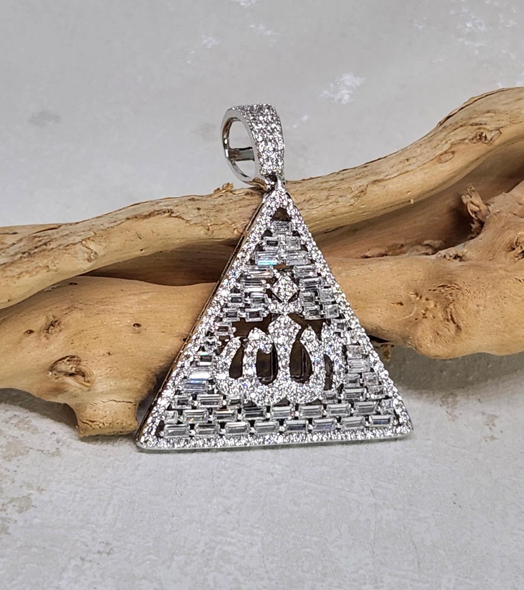 925 GENUINE Sterling Silver Allah Pendant, Zircon Allah Pendant, Silver ...