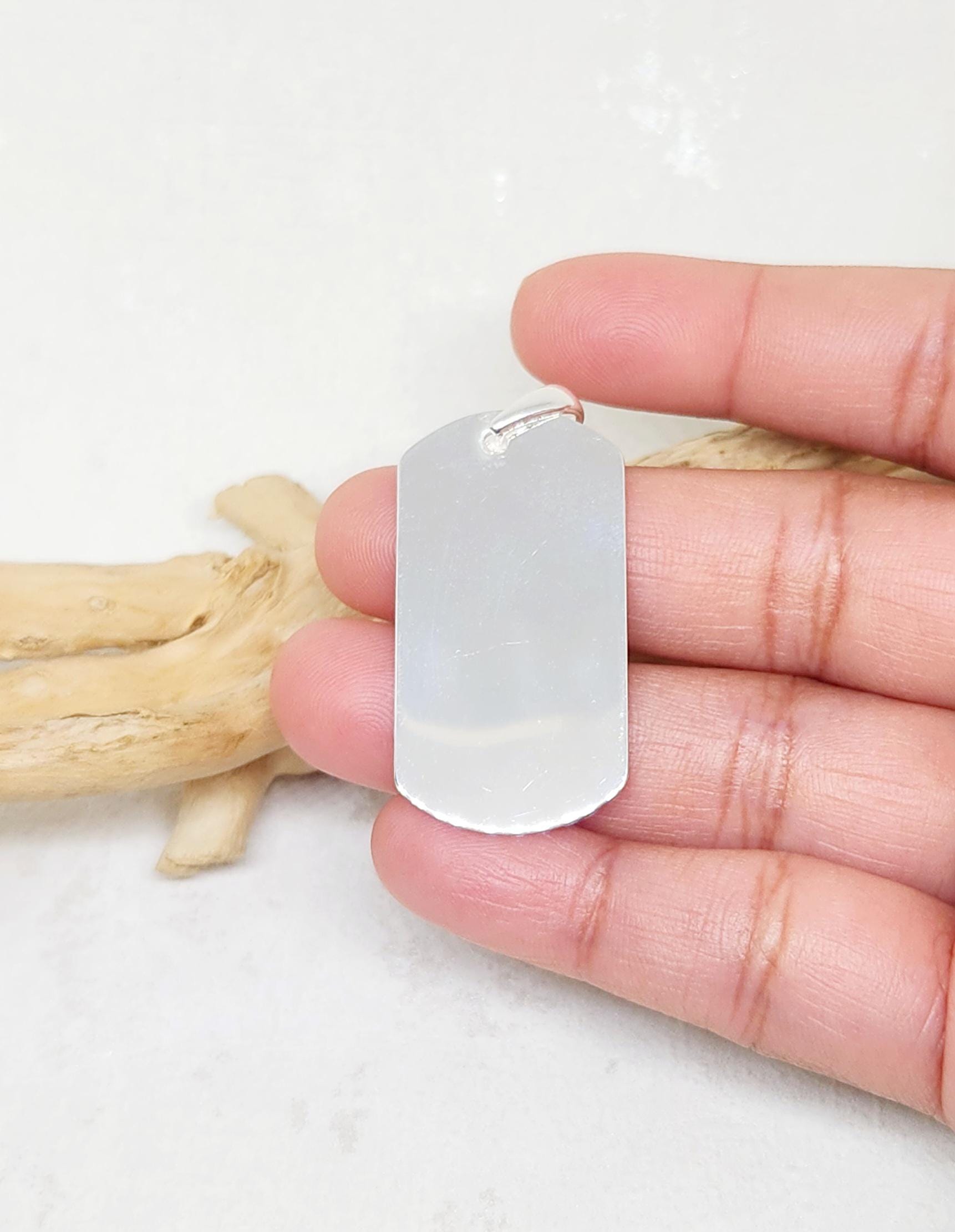 925 Genuine Sterling Silver Tag, Polished Silver Dog Tag, Solid ...