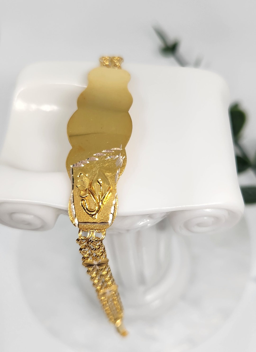 10k Genuine Gold Ladies Bracelet, Solid Gold Bracelet, Gold ID Bracelet ...