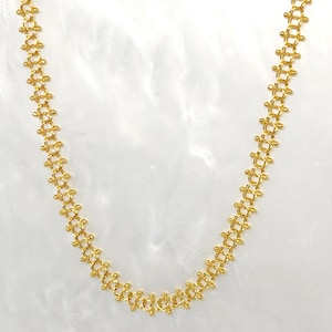 10K Yellow Gold Filigree Necklace, Gold Spanish Link Necklace, Gold ...