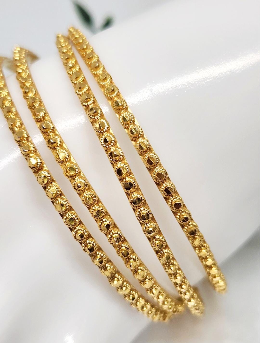 10K Yellow Gold VINTAGE Bangles, Gold Jingles, Gold Filigree Bangles ...