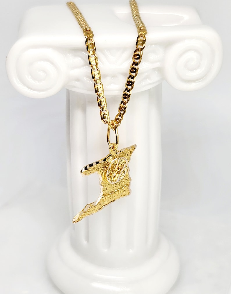 10K Genuine Gold Map Pendant, Gold Trinidad Map, Gold Map With Pan ...
