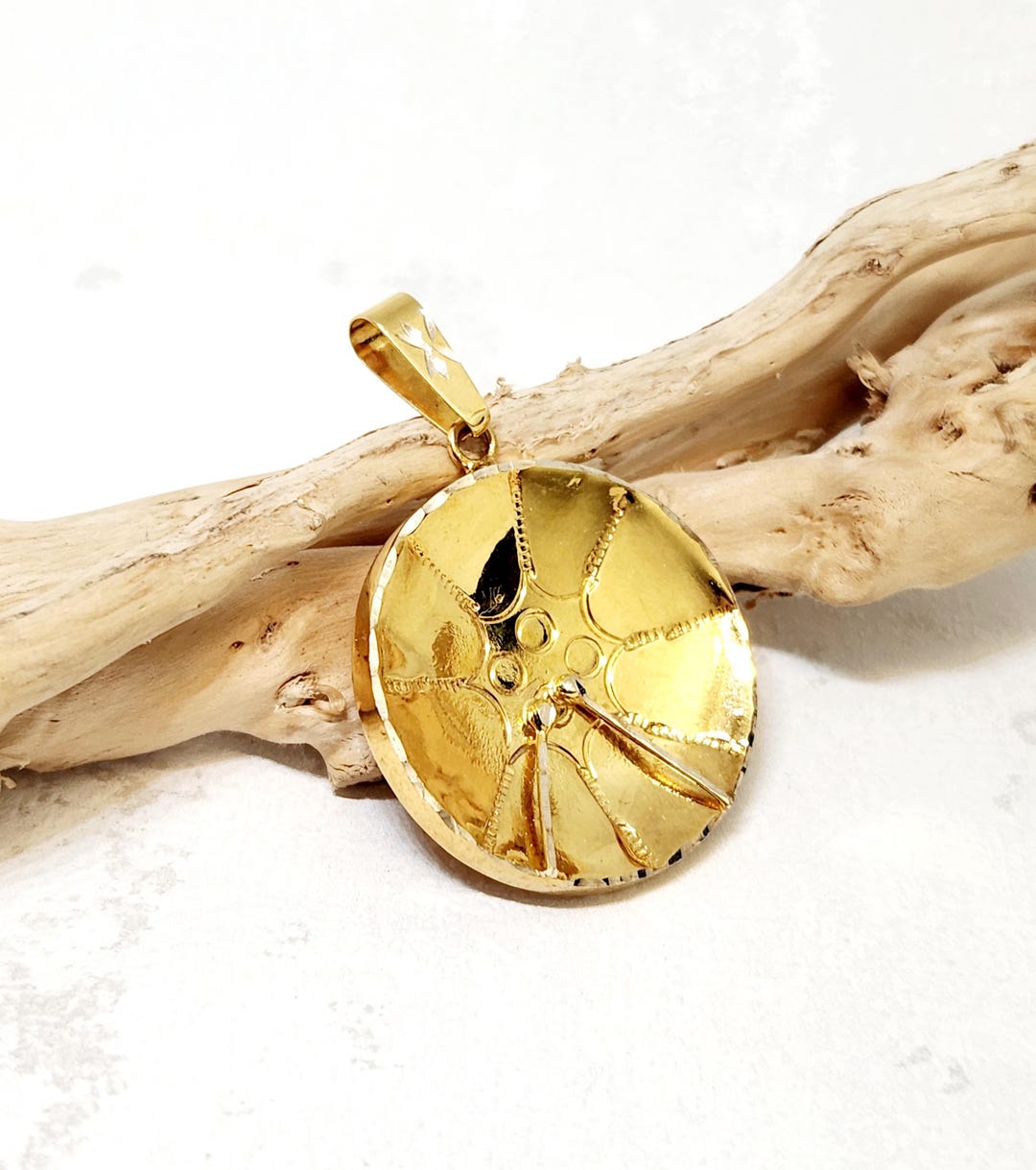 10K Real Gold Drum, Gold LARGE Pan Pendant, Musical Instrument Pendant ...