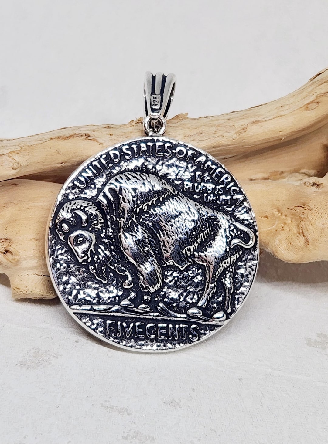 925 Genuine Silver 1913 Coin Pendant, Silver Buffalo Coin, Silver 1913 Nickel, Silver 1913 ...