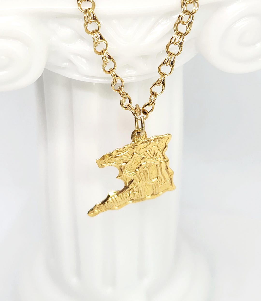 10K Yellow Gold VINTAGE Trinidad Map Pendant, Gold Trinidad Map, Gold ...