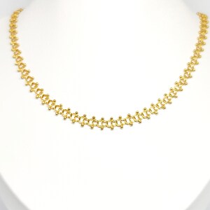 10K Yellow Gold Filigree Necklace, Gold Spanish Link Necklace, Gold ...