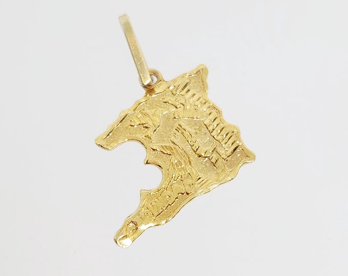 10K Yellow Gold VINTAGE Trinidad Map Pendant, Gold Trinidad Map, Gold ...