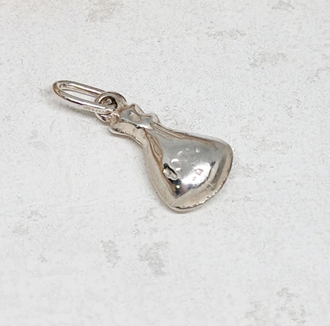 925 Genuine Sterling Silver Money Bag Charm, Silver Dollar Sign Charm ...