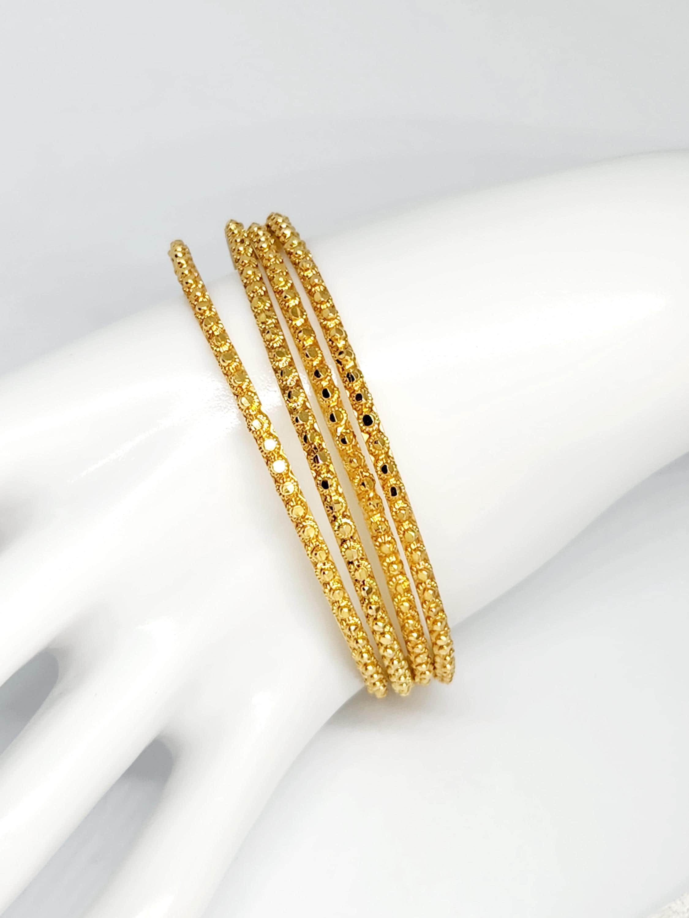 10K Yellow Gold VINTAGE Bangles, Gold Jingles, Gold Filigree Bangle ...