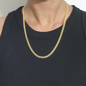 10K Yellow Gold Filigree Necklace, Gold Spanish Link Necklace, Gold ...