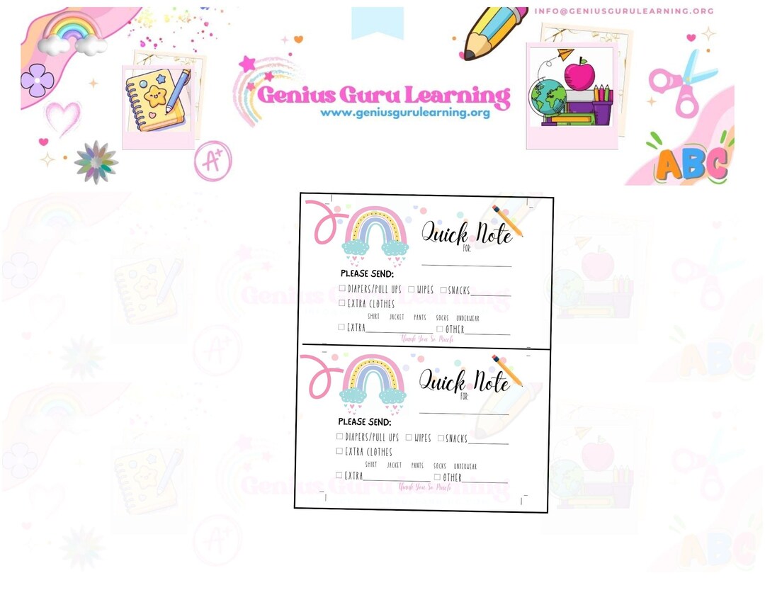 Daycare Bring Note to Parents, Daycare Note Sheets, Printable Babies ...