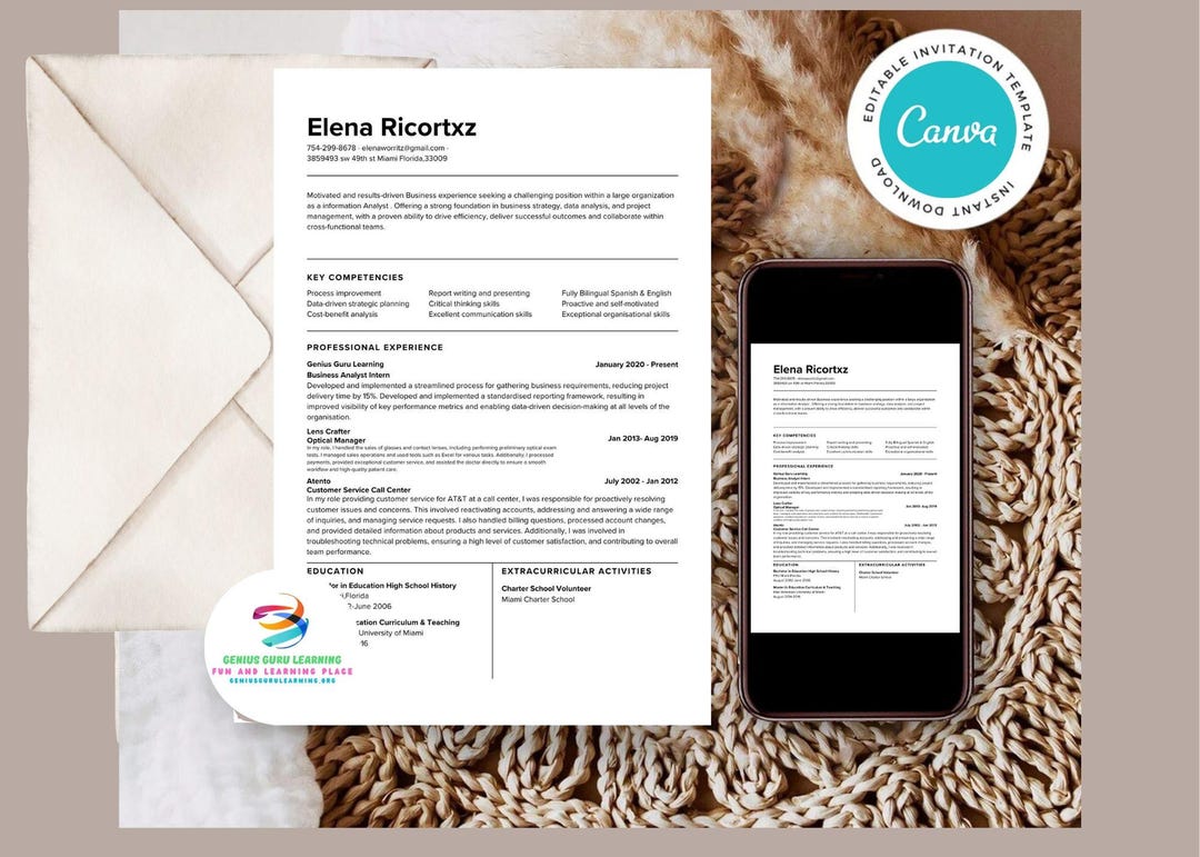 Resume Template Editable,digital Print at Home Resume Download Ready ...