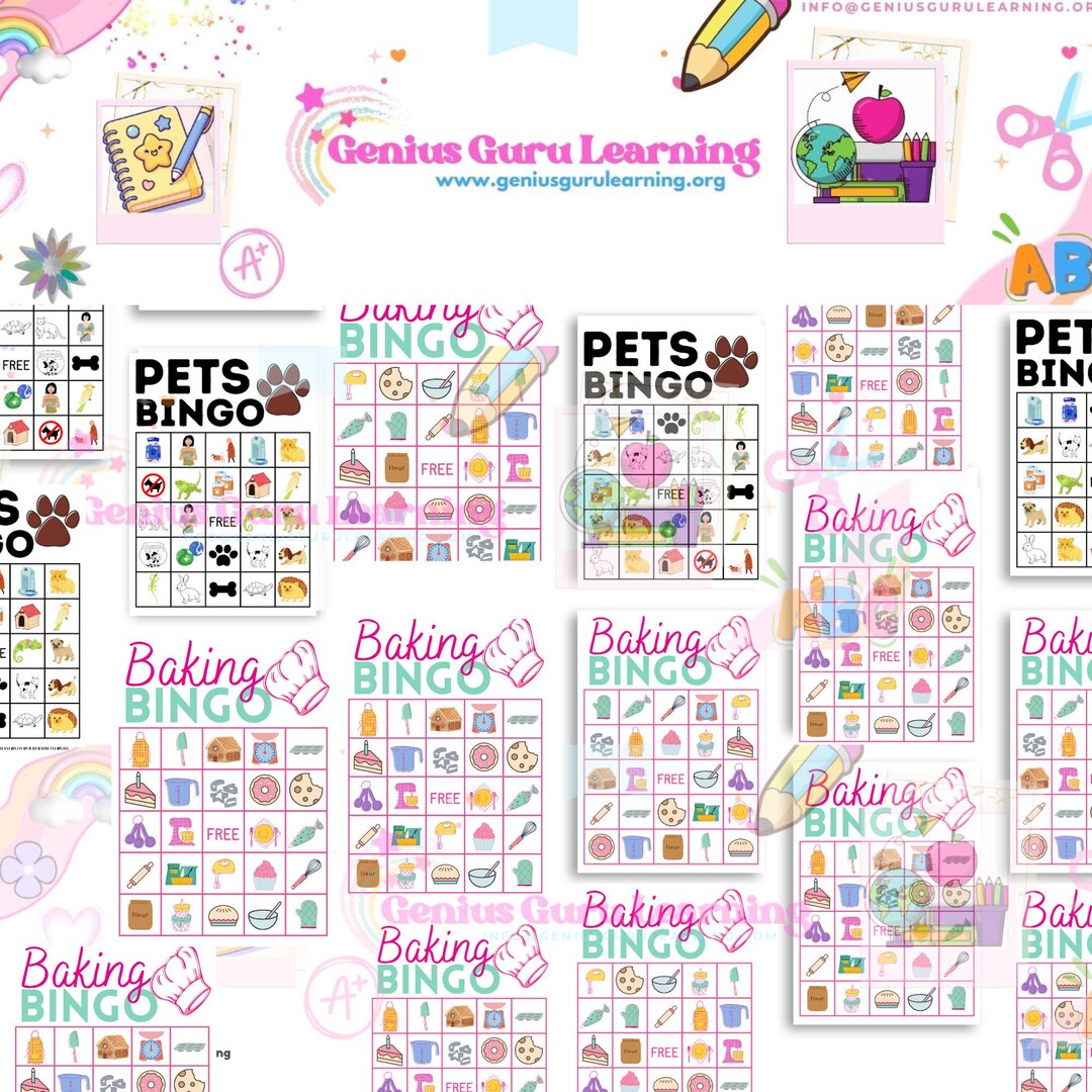 Bingo Baking and Bingo Pets Activity Game for Kids - 20 Styles Each - Etsy