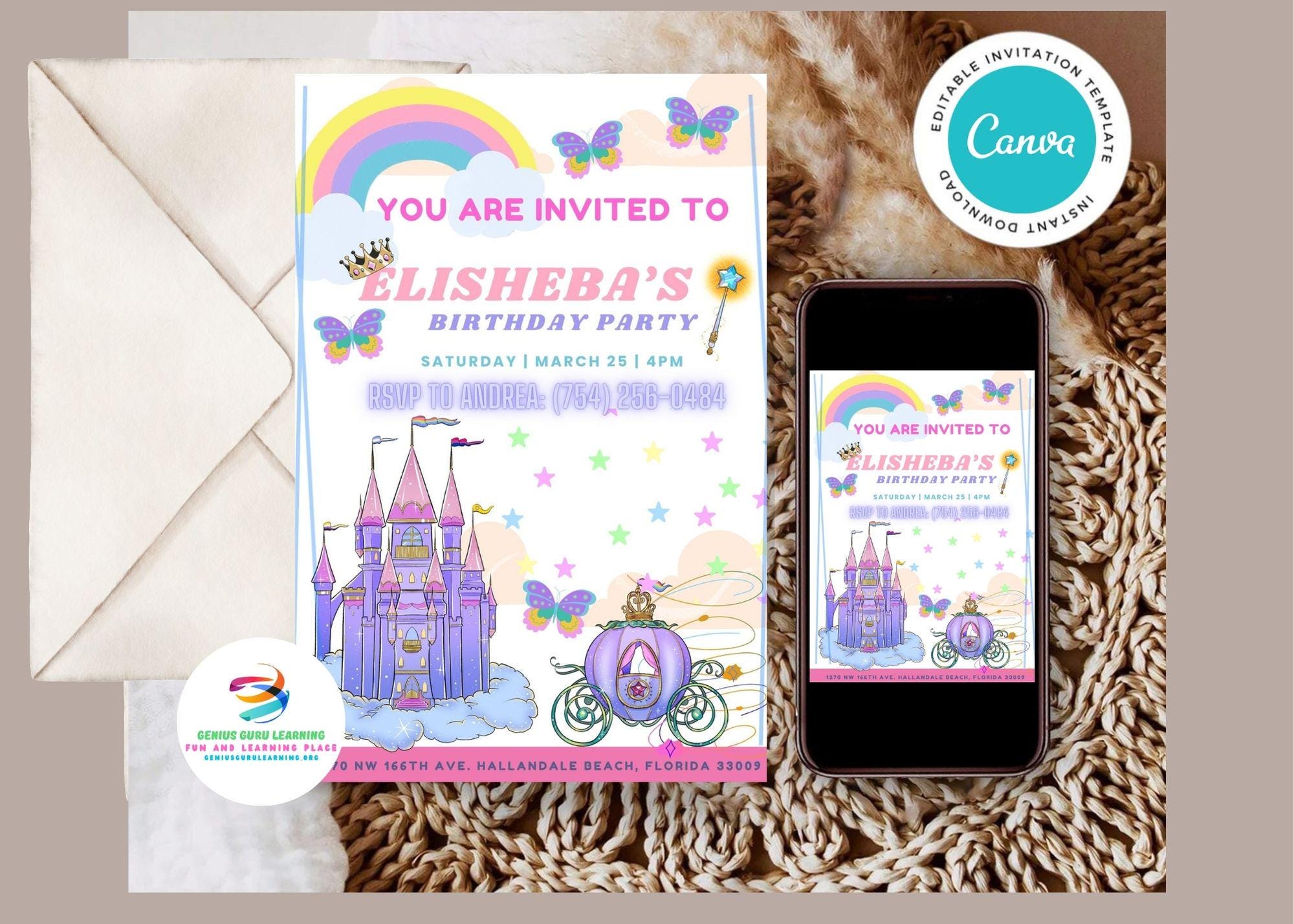 Editable Birthday Girl Invitation, Printable Instant Download,princess ...