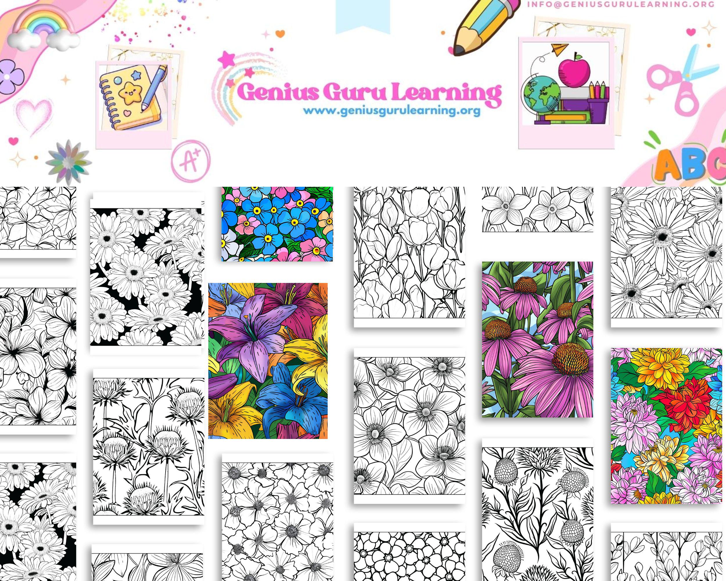 Floral Coloring Book, 180 Pages Relax Activity, Mindful Perfect Gift - Etsy