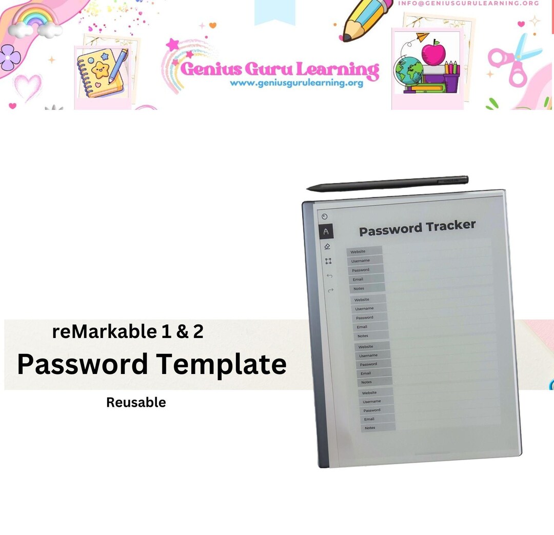Remarkable 1, Remarkable 2 Template Password Tracker,template ...
