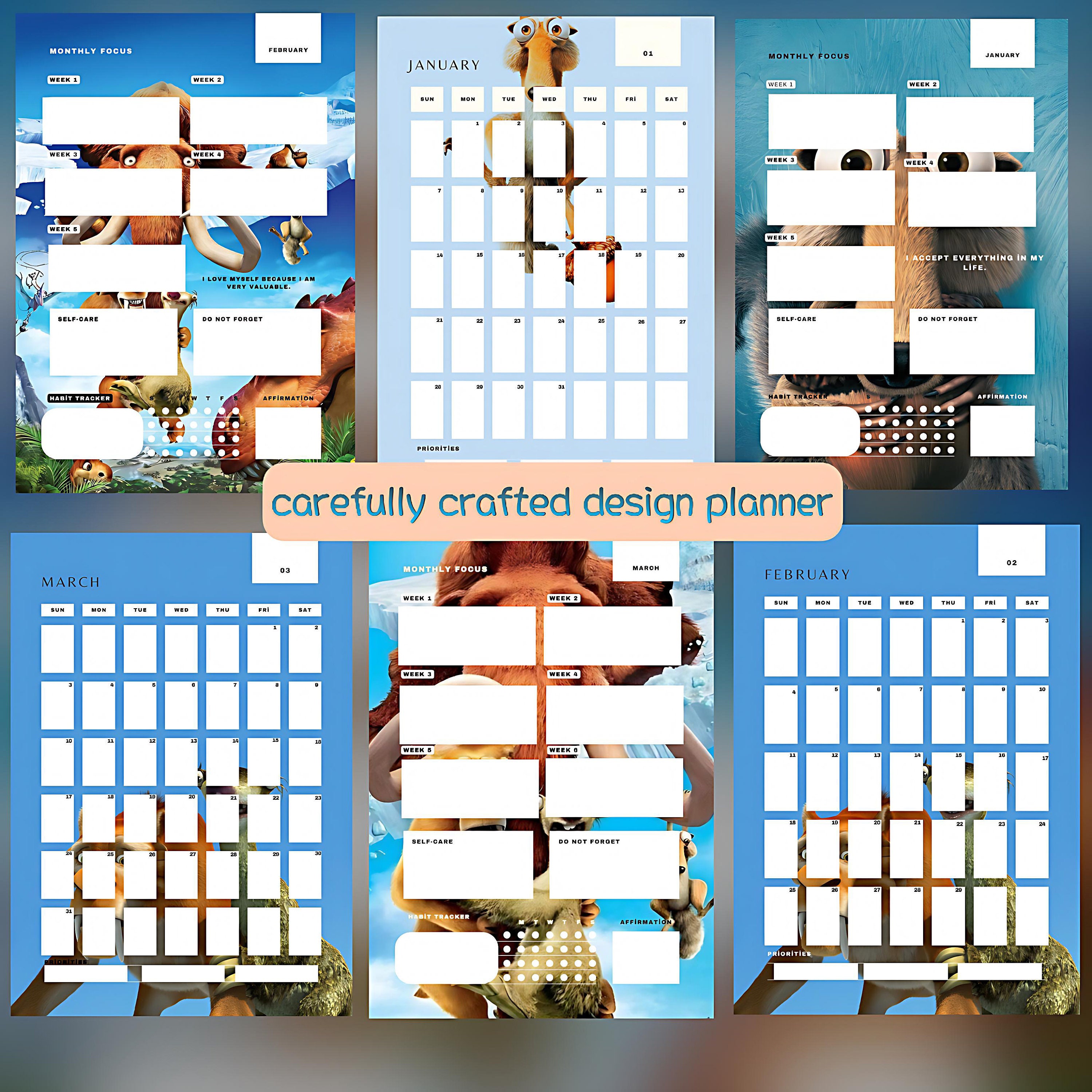 İce Age Planner| 2024 Planner|new Year Ice Age Planner| Colorful ...