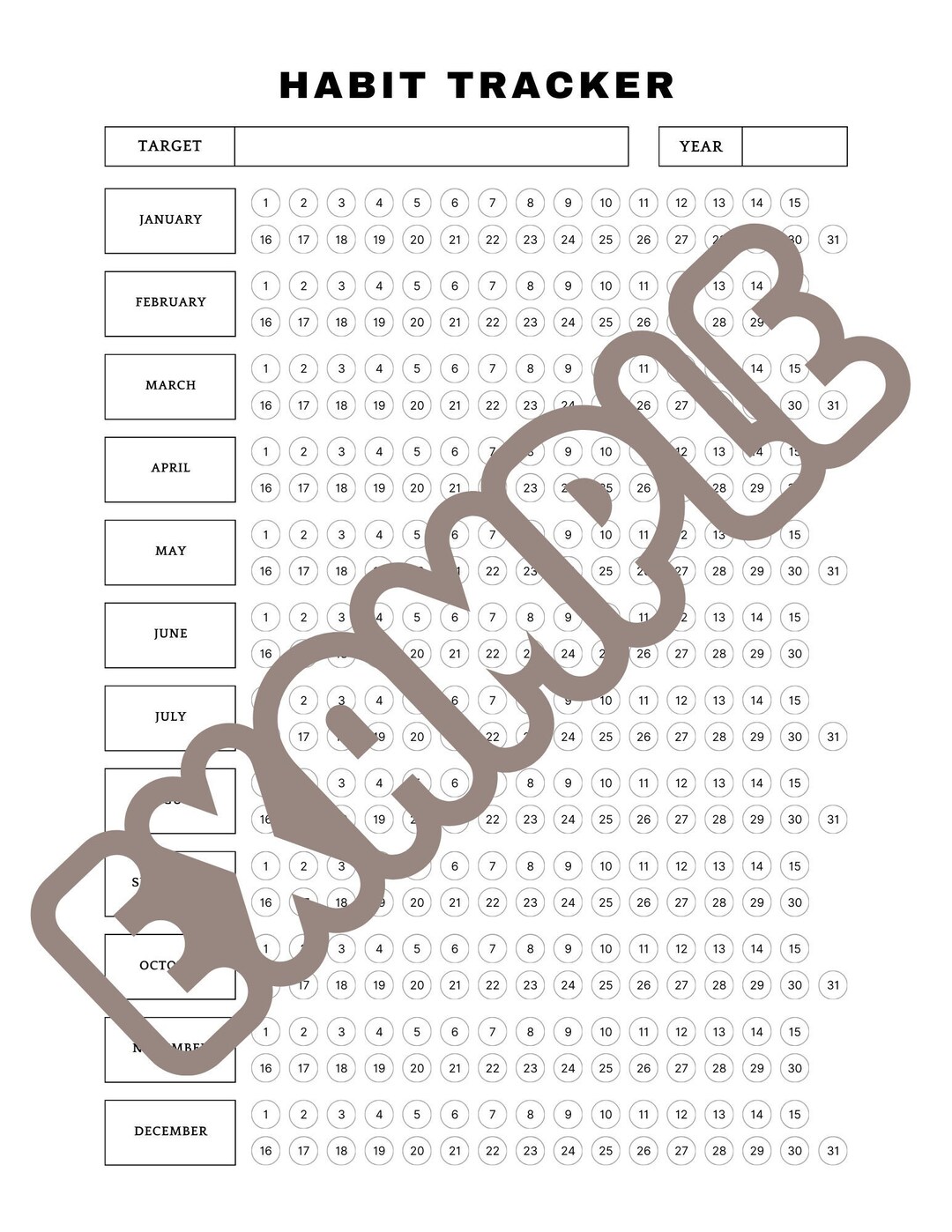 Habit Tracker, Digital Habit Tracker, Yearly Habit Tracker, Yearly ...
