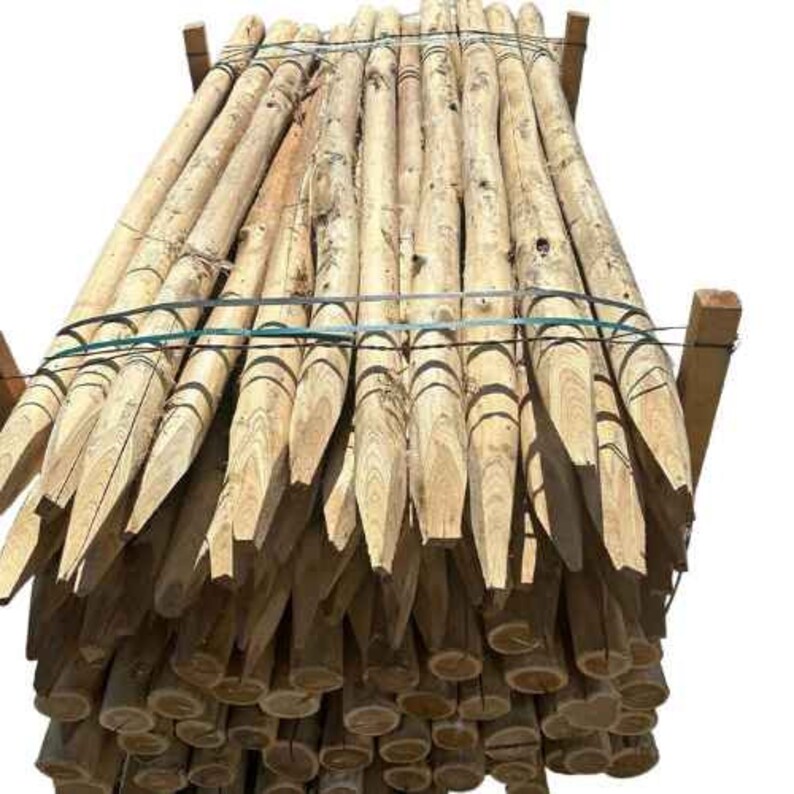 Pack of 5 Peeled Acacia Wood Posts With a 2.00 M Long Tip and a ...