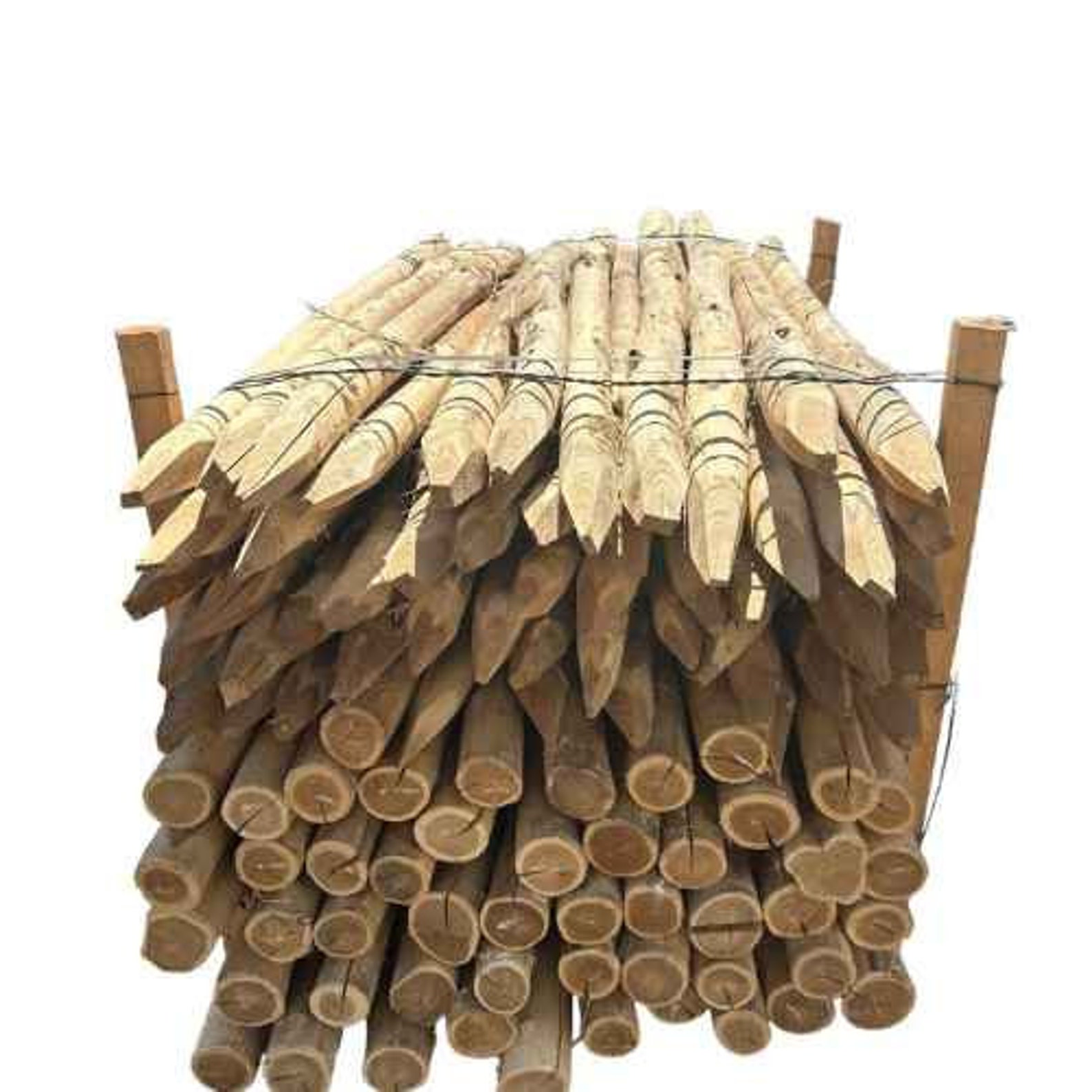 Pack of 5 Peeled Acacia Wood Posts With a 2.00 M Long Tip and a ...