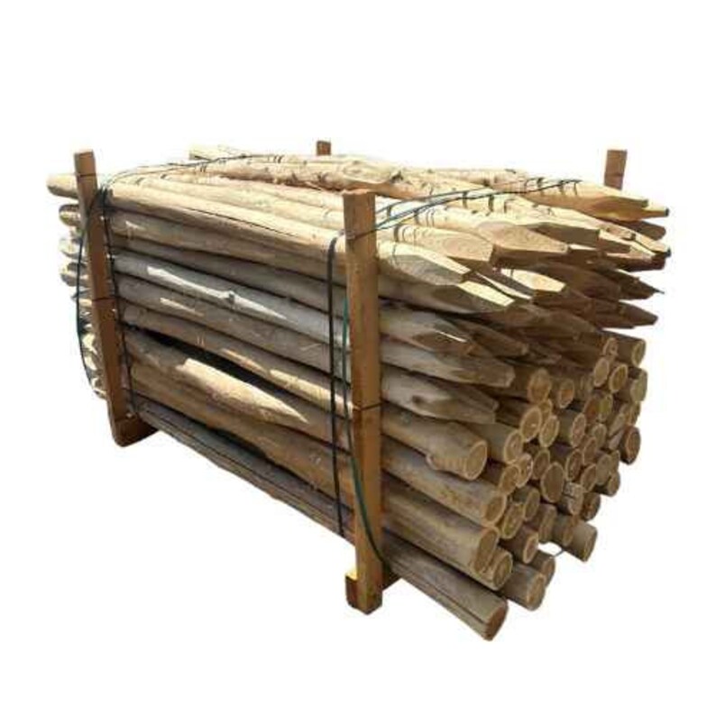 Pack of 5 Peeled Acacia Wood Posts With a 2.00 M Long Tip and a ...