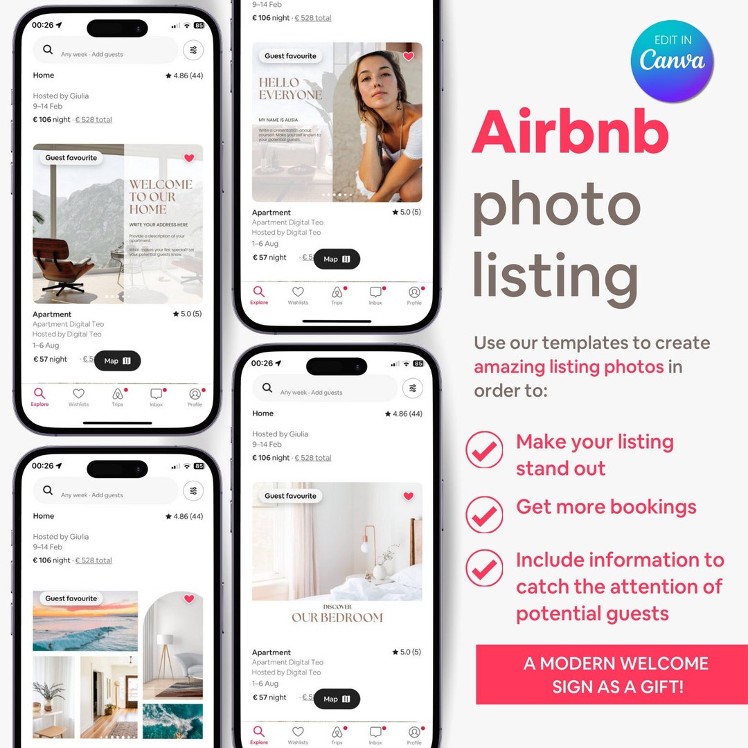 Airbnb Ad Listing Short Term Vacation Rental Photo Editable Mobile ...