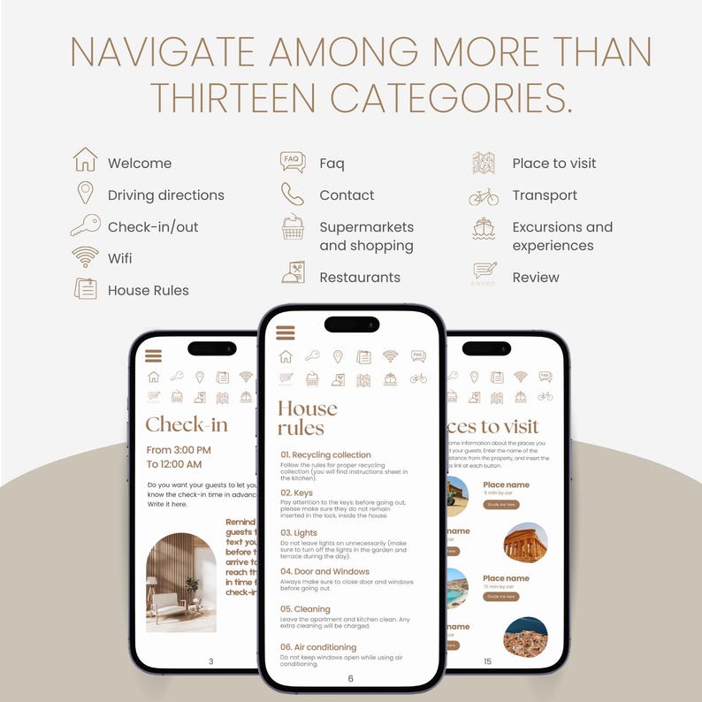 Airbnb Welcome Book Digital Interactive Mobile Template, Editable Guest ...