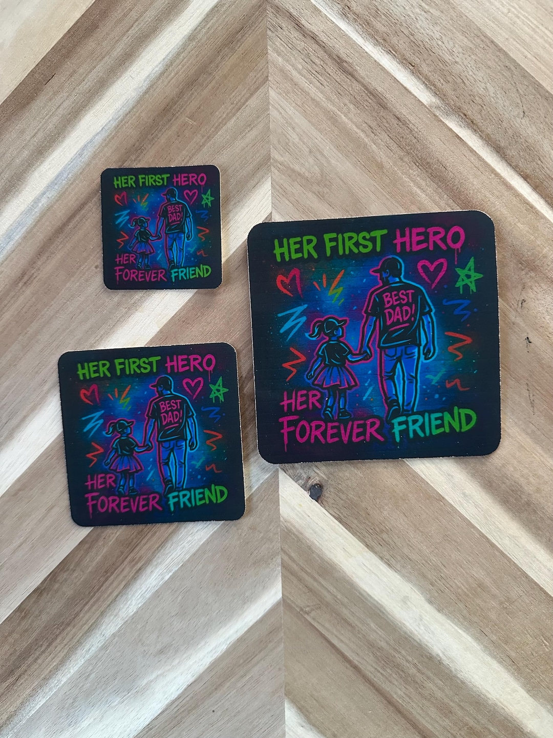 Neon Dad & Daughter Vinyl Sticker: Her First Hero - Etsy