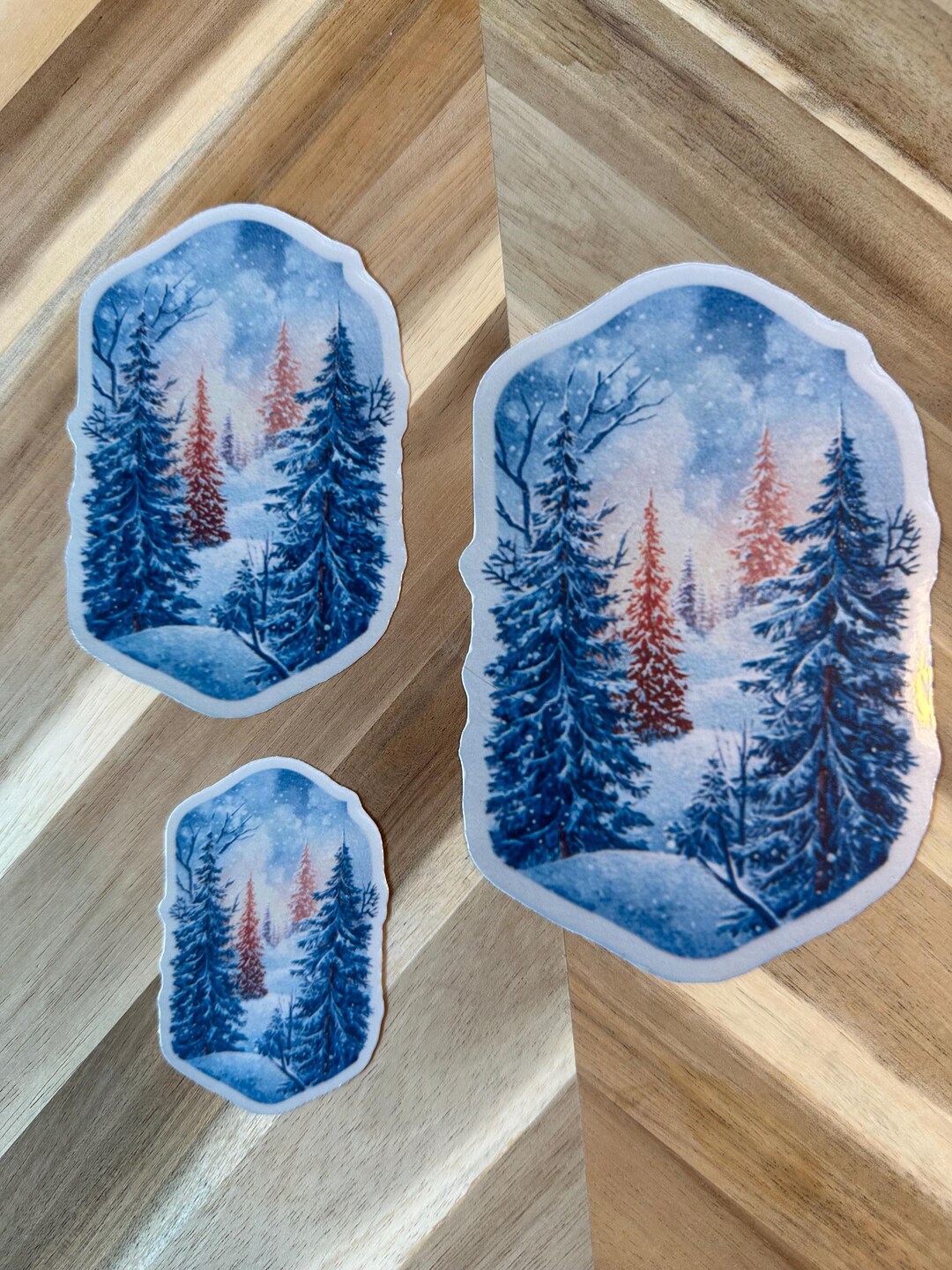 Watercolor Winter Forest Sticker | Snowy Pine Tree Vinyl Decal - Etsy