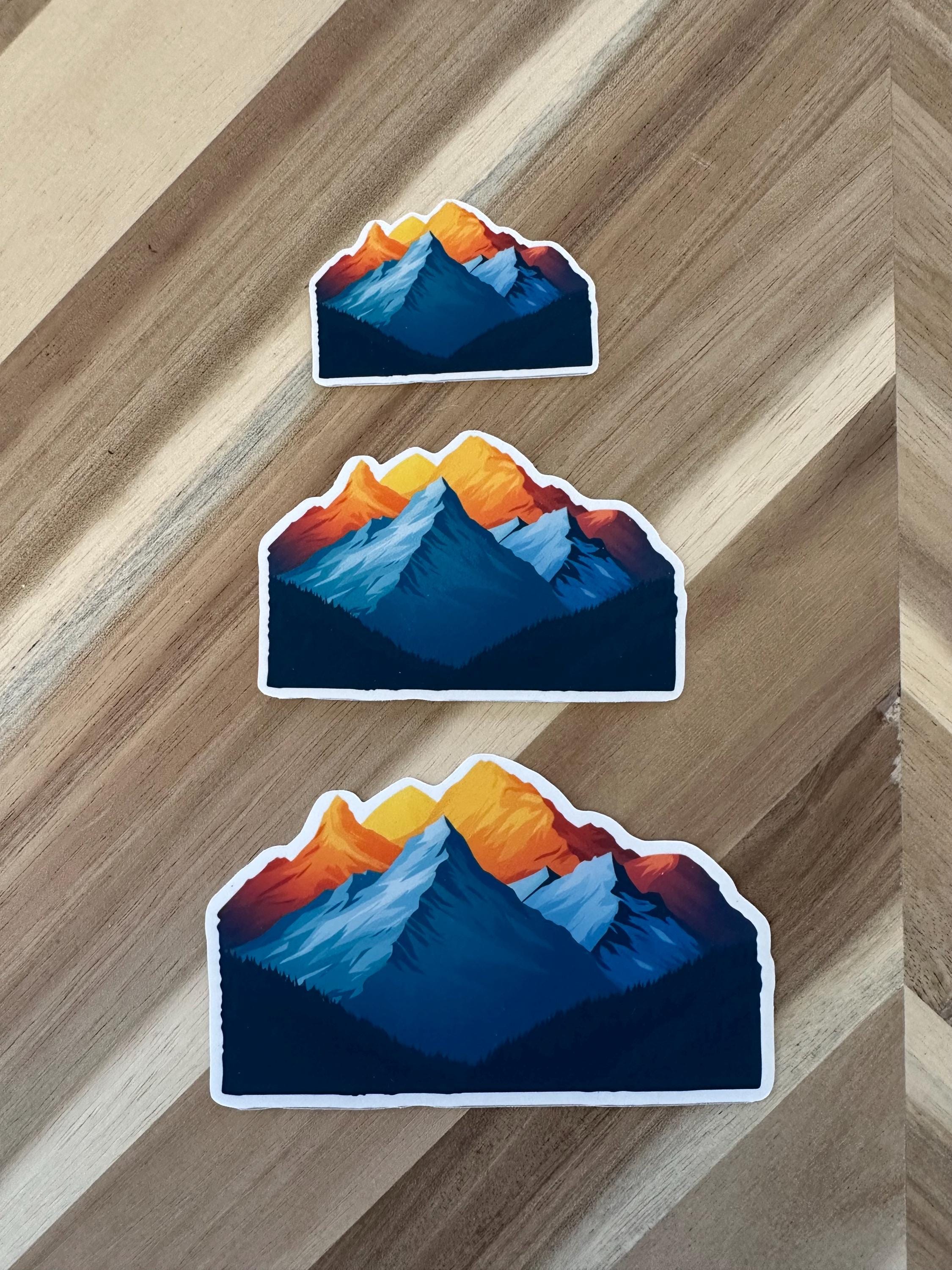 Majestic Mountain Sunset Vinyl Sticker - Etsy