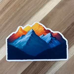 Majestic Mountain Sunset Vinyl Sticker - Etsy