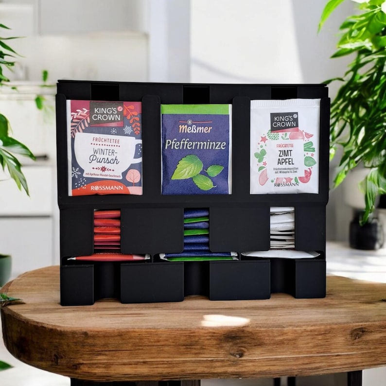 3D Printed Tea Bag Organizer: Modern Matte Black Tea Station - Etsy ...