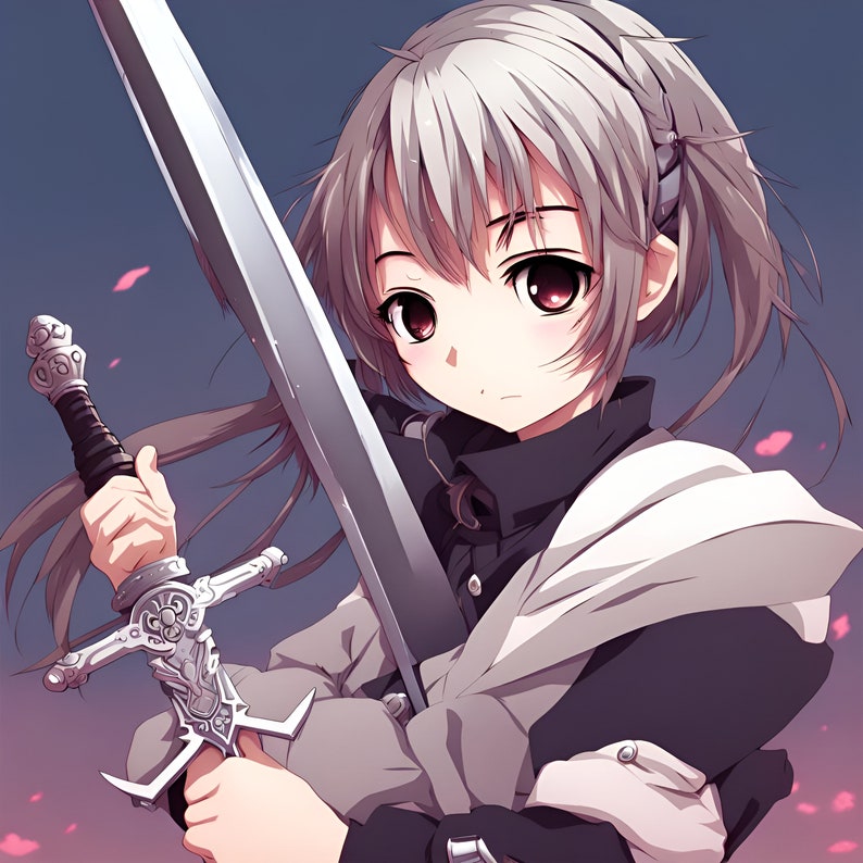 AI Generated Anime Sword Girl Poster 24x32 Inch Eye-catching Anime Art ...