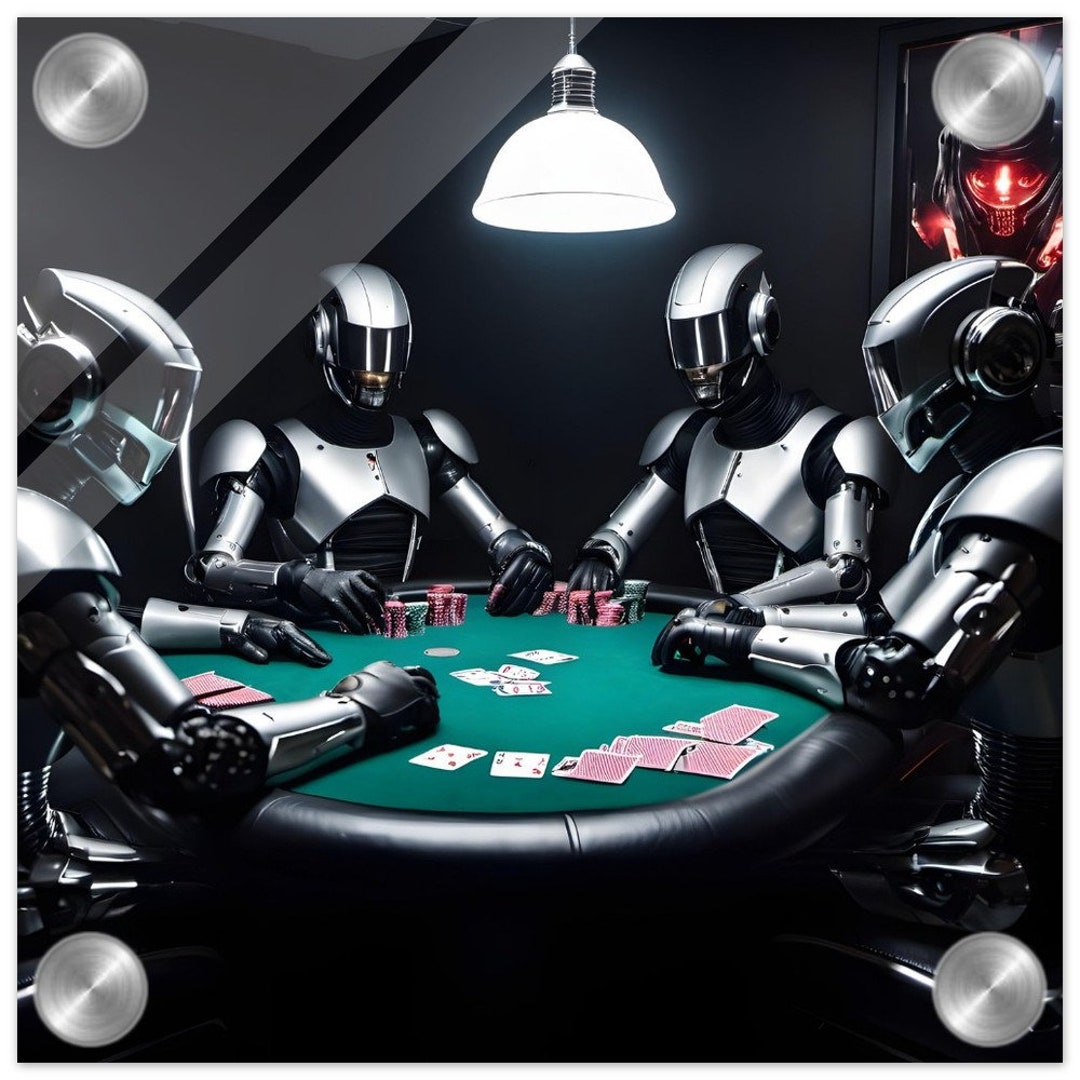 Robot Poker Game Premium Acrylic Poster - Etsy