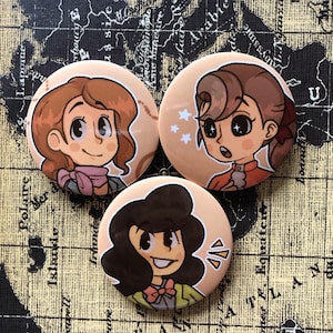 Professor Layton Character Pin Badges - Etsy