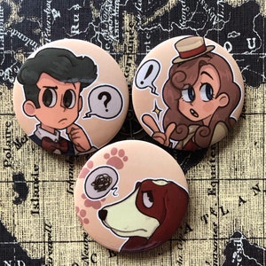Professor Layton Character Pin Badges - Etsy