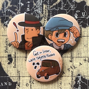 Professor Layton Character Pin Badges - Etsy