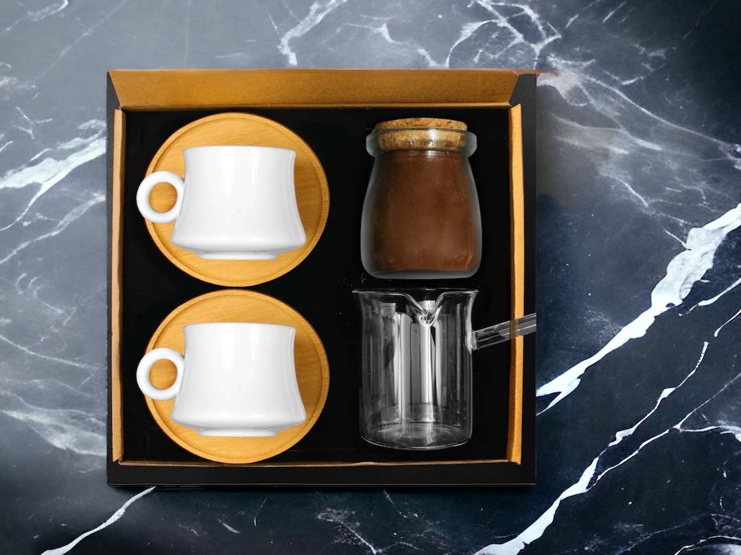 Turkish Coffee Set Gift Box Porcelain Coffee Cups Glass - Etsy