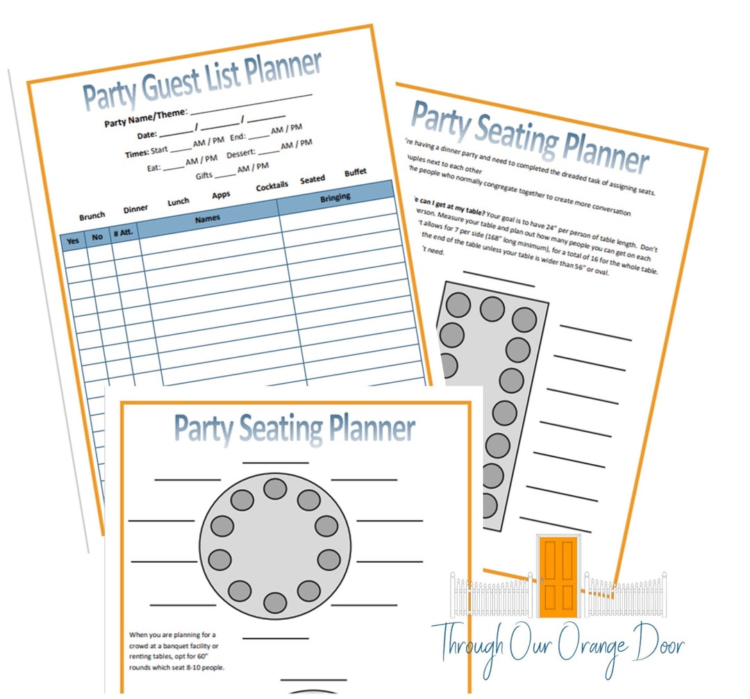 Party Planning Packet With Guest List and Seating Chart - Our Original Theme - Etsy