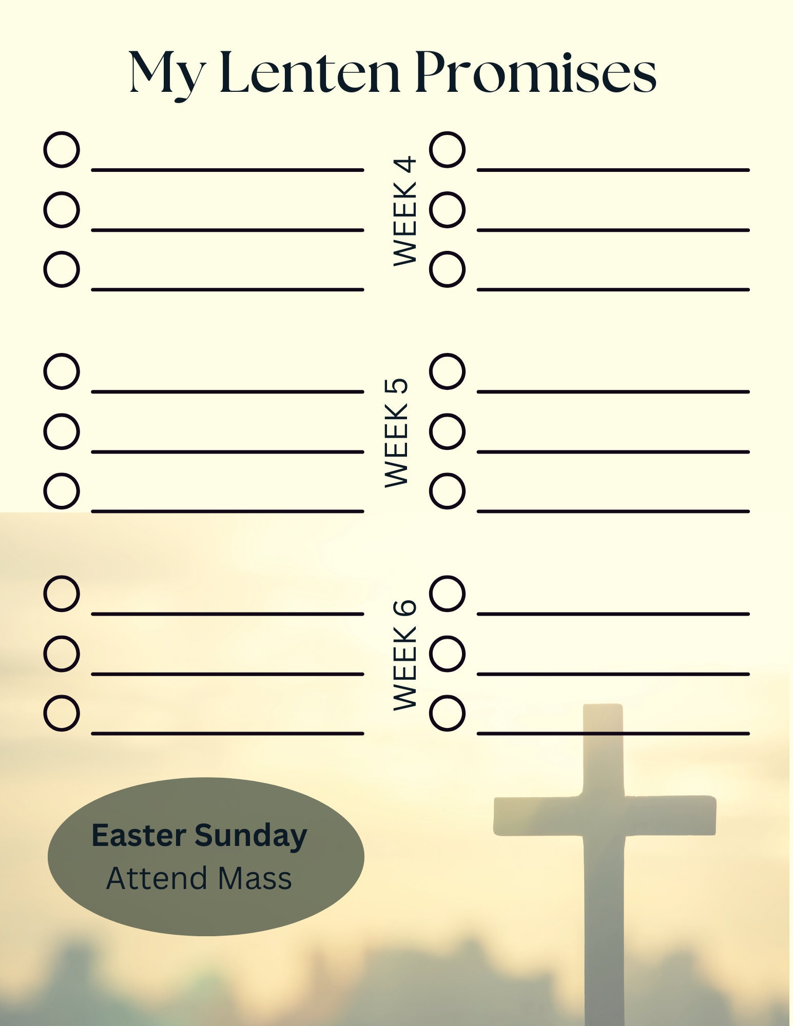 Lenten Promises Template (complete With Ideas or Blank for Your Own ...
