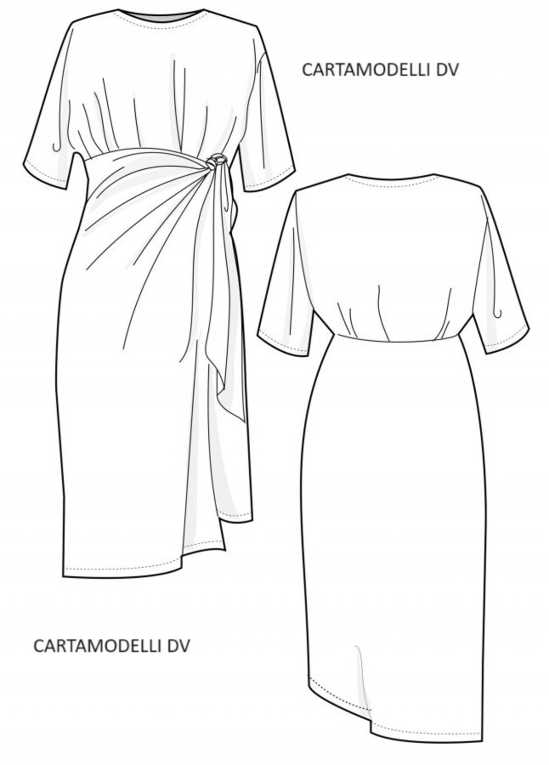 A4 PDF Sewing Pattern of a Draped Dress With a Soft Bodice - Etsy