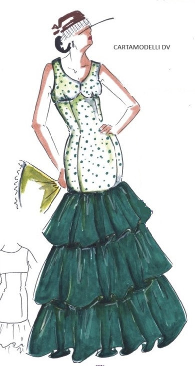 A4 Format PDF Sewing Pattern of an Ideal Dress for Flamenco, Size 40-42 ...