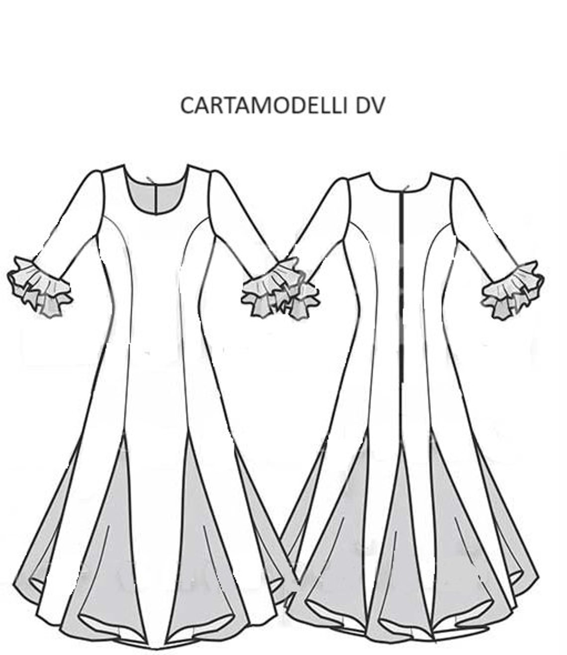 A4 Format PDF Sewing Pattern for a Dance Dress, Ideal for Flamenco ...